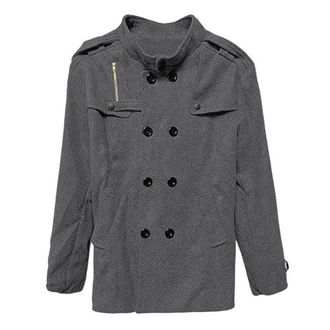 Generic Manteau Long Homme,Manteau automne-hiver crois&eacute; coupe ajust&eacute;e col montant trench mi- homme - &eacute;l&eacute;gance et praticit&eacute; pour un style quotidien (Grey, XXXL