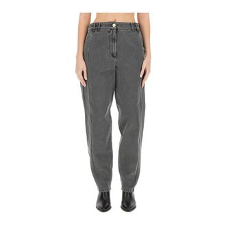 Patou Femme, Pantalons, Gris, Taille: 40 FR Pantalon en denim fusel&eacute; taille haute