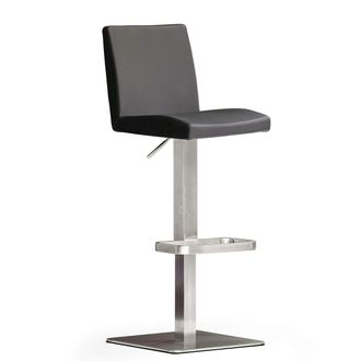 Robas Lund Barhocker Schwarz mit Lehne Barstuhl drehbar 180 Grad, Hocker h&ouml;henverstellbar, PU LO.PES