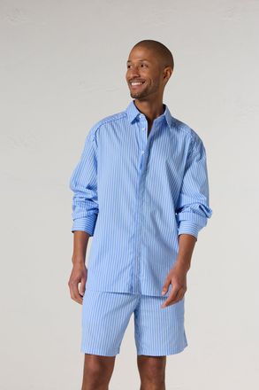 Jott Chemise mixte en popeline Bleu c&eacute;leste ray&eacute; Duffy stripe - Taille XL