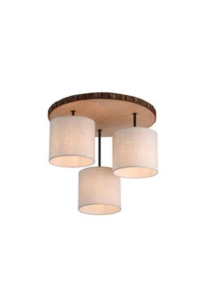 Just Light Deckenleuchte Bark, Braun, Natur, Beige, Metall, Kunststoff, Textil, Holz,Holz, rund,rund, 50x45x26-120 cm, h&ouml;henverstellbar, Lampen & Leuchten, Innen