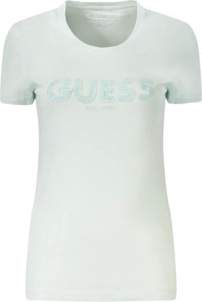 Guess Femme, Tops, Bleu, Taille: 38 FR Eco Crewneck Sequin Tee