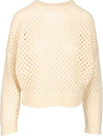 Max Mara Rundhalspullover - Wei&szlig;
