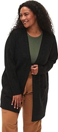 Zizzi Femmes Grande Taille Cardigan Poches Tricotées Taille 42-60, Gris foncé mélangé, 54-56 grande taille