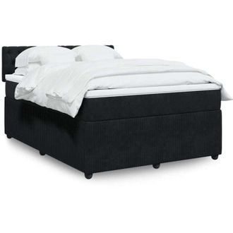 vidaXL Boxspringbett mit Matratze Schwarz 140x200 cm Samt Vidaxl