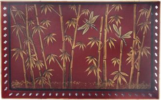 Les-Ottomans Hand-painted Iron Tray-red Bamboo