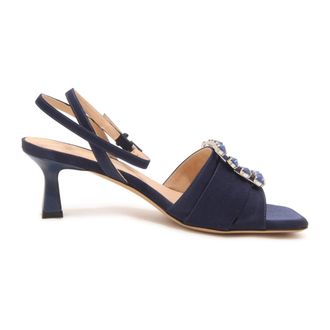 Roberto Festa Milano Pfirsich Satin Sandale 6cm Absatz - - Shoes - Damen - Blau - 37 1/2 EU