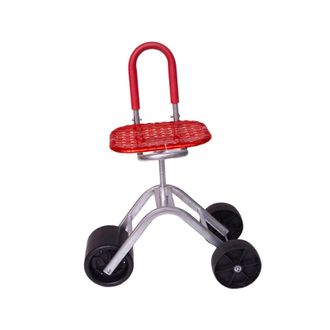 Generic Rollbarer Gartenhocker Mit Verstellbarem, Um 360&deg; Drehbarem Sitz, Faltbarer 2 R&auml;dern, for Rasen Und Garten(Red)