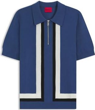HUGO BOSS Hommes Sholpone Pull en Maille &agrave; Encolure zipp&eacute;e et Rayures