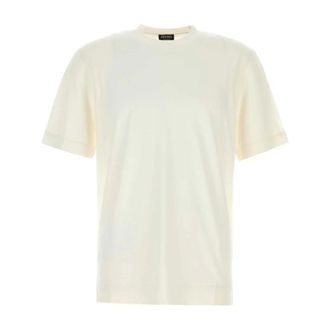 Ermenegildo Zegna Homme, Tops, Blanc, Taille: S T-shirt en coton et soie