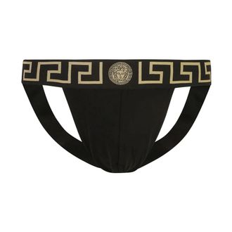 Versace Homme, Sous-v&ecirc;tements, Noir, Taille: XL Jockstrap en jersey de coton