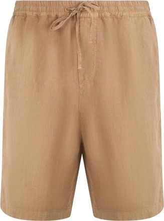 120% Lino Homme, Shorts, Beige, Taille: M Linen Drawstring Shorts