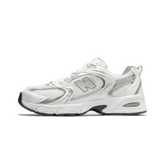 New Balance Homme, Chaussures, Blanc, Taille: 37 1/2 EU Baskets R&eacute;tro Blanc Argent M&eacute;tallique