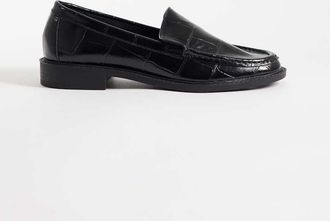 schuh Lipstick - Loafer in Kroko-Schwarz