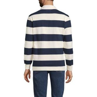 Lands End Rugbyshirt, Classic Fit, Herren, Gr&ouml;&szlig;e:56-58 regular, Blau, Baumwolle, by Lands End