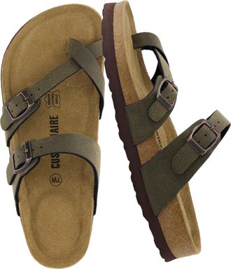 Cushionaire Luna Sandale mit Korkfußbett für Damen mit +Komfort, Braun, robust, 40 EU