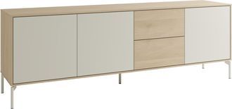 Sch&ouml;ner Wohnen Kollektion Sideboard LABOE/Eichefarbig Bianco hell, seidengrau/Push-to-Open Funktion/variabel montierbare Metallf&uuml;&szlig;e/Kommode/Anrichte/B 197, H 67, T 41 cm