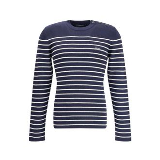 Prada Gestreifter Pullover mit Jacquard-Detail - - Knitwear - Herren - Blau - XL