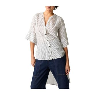 Alessia Santi Femme, Blouses et Chemises, Blanc, Taille: 38 FR Chemise Longue Ray&eacute;e