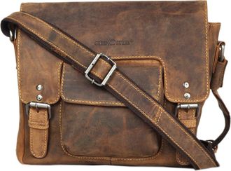 Greenburry Vintage Revival Schultertasche Leder Überschlagtasche braun | 24x29x6cm