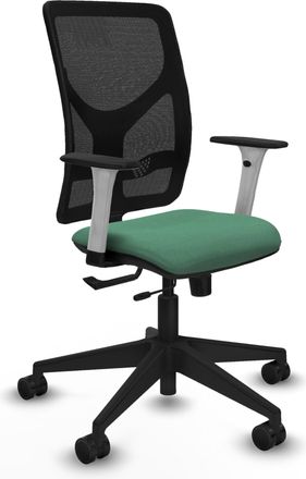 Piqueras y Crespo Schreibtischstuhl mit hoher R&uuml;ckenlehne, mit wei&szlig;en und schwarzen Armlehnen, h&ouml;henverstellbare Lendenwirbelst&uuml;tze, ausgestattet mit Syncro/Traslack. S