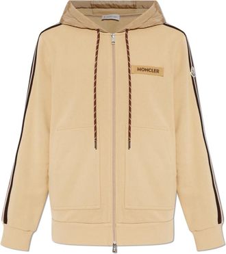 Moncler Homme, Sweatshirts et sweats &agrave; capuche, Beige, Taille: S SweaT-shirt avec &eacute;cusson logo