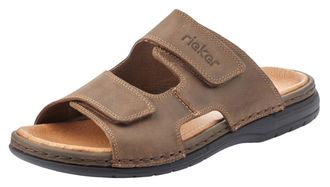 Rieker Pantolette RIEKER, Herren, Gr. 42, braun (dunkelbraun), Leder, unifarben, Schuhe Pantolette, Sommerschuh, Strandschuh, Hausschuh mit weicher Innensohl