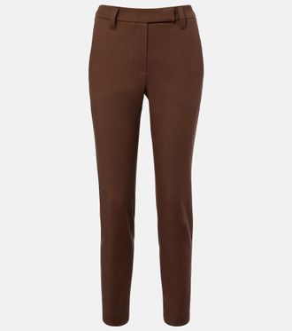 Brunello Cucinelli Pantalon slim en coton m&eacute;lang&eacute;