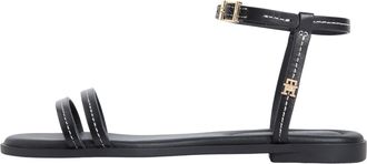 Tommy Hilfiger Damen Flat Stitching Fw0fw09215 Flache Sandalen, Black (Black), 37 EU