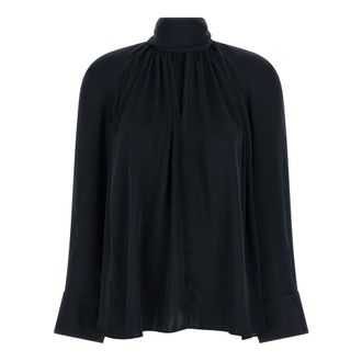 Rotate Rotate Birger Christensen, Femme, Blouses et Chemises, Bleu, Taille: 42 FR Satin Bow Blouse