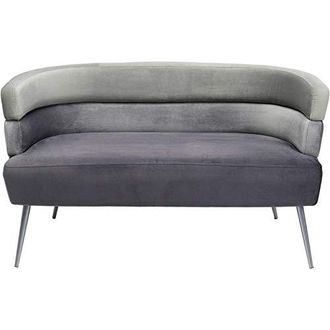 Kare Design Design Sofa Sandwich 2-Sitzer, Grau, handgearbeitet, Sofa, Couch, Loveseat, Wohnzimmer, Samptoptik, Stahlf&uuml;&szlig;e, 64x125x64 cm (H/B/T)