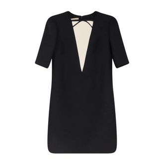Valentino Satinbesetztes Mini-Kleid aus Woll- und Seiden-Dupion - - Dresses - Damen - Schwarzk - M