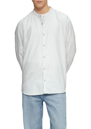 QS by s.Oliver Regular Fit: Stehkragenhemd aus gestreiftem Oxford