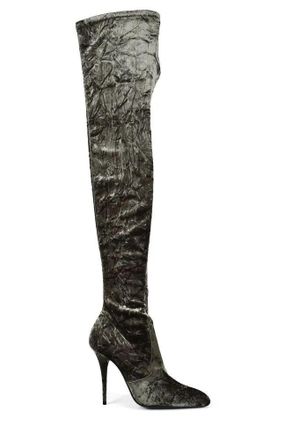 Saint Laurent Stiefel - Talia Thigh-High - Gr. 38,5 (EU) - in Grau - f&uuml;r Damen