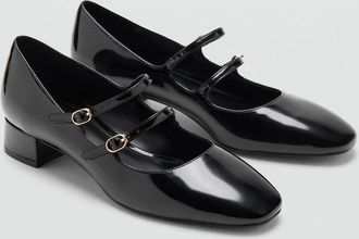 Mango Lacklederschuh mit Schnallen schwarz - Damen - 35 - MANGO