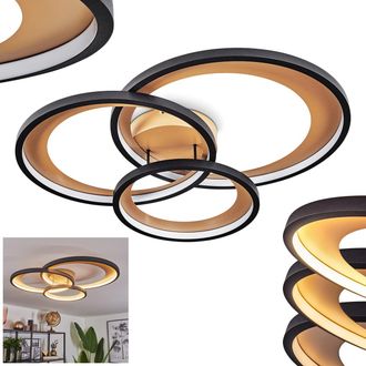 HOFSTEIN LED Deckenleuchte Baiyin, dimmbare Deckenlampe aus Metall/Kunststoff in Gold/Schwarz/Wei&szlig;, 4300 Lumen, 3000 Kelvin, 36 Watt (inkl.), dimmbar &uuml;ber herk