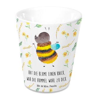 Mr. & Mrs. Panda Blumentopf Hummel flauschig - Geschenk, Tiermotive, Gute Laune, Keramiktopf, Pflanztopf, &Uuml;bertopf, lustige Spr&uuml;che, Kr&auml;utertopf