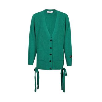 Msgm Gerippter Wollmisch-Cardigan mit Kaschmir - - Knitwear - Damen - Gr&uuml;n - XS