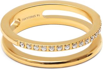 Singularu Ring Bibiana. Edelstahl mit 18K vergoldung und Zirkonia. Schmuck für Damen. Ringgröße 50