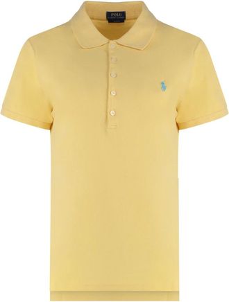 Polo Ralph Lauren Femme, Tops, Jaune, Taille: 40 FR Polo Slim Fit en Coton Piqu&eacute;