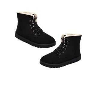 BESPORTBLE Bottes de Neige pour Femmes Bottines Courtes à Lacets en Coton Chaud Noir Taille 39 Antidérapantes Bottes DHiver Plates pour Usage Quotidien et Temps 