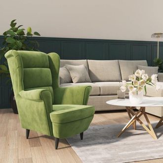 vidaXL Fauteuil en velours avec dossier de style rétro haut couleurs simples couleurs différentes couleurs Couleur : Vert clair
