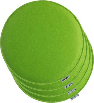 Brandsseller 4er Set Sitzkissen aus Filz Ø 35x2 cm - Robuste Stuhlauflagen für innen und außen, rundes Sitzpolster, strapazierfähiges Kissen für Stühle - Grün