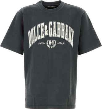 Dolce & Gabbana Homme, Tops, Gris, Taille: XL T-shirt &agrave; imprim&eacute; graphique
