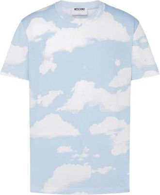 Moschino unisex, Tops, Bleu, Taille: 2XL Cotton Jersey T-Shirt Archive Clouds