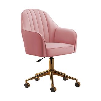 Generic Verstellbarer, Drehbarer B&uuml;rostuhl Mit Goldenem Metallgestell for Schminktisch, Schlafzimmer Oder Wohnzimmer(Pink)