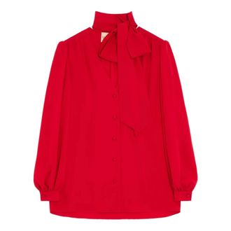 Valentino Garavani Seidengeorgette-Bluse mit Schal-Detail - - Blouses & Shirts - Damen - Rot - S