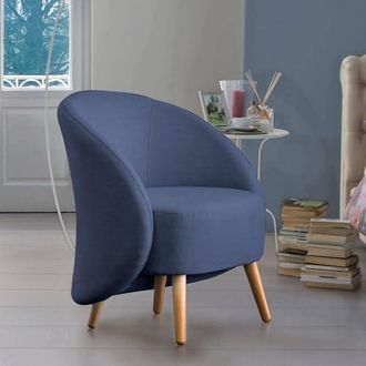 Dmora Talamo Italia - Annarella-Sessel, Design-Loungesessel, 100 % Made in Italy, Relaxsessel aus gepolstertem Stoff, 70 x 60 x 80 cm, Blau