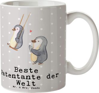 Mr. & Mrs. Panda Mug Pinguin Beste Patentante der Welt - Geschenk, Trinkbecher, kaffeebecher bedruckt, Familie, Nichte, Neffe, Becher, Kleinigkeit, Dankeschön, Geschen
