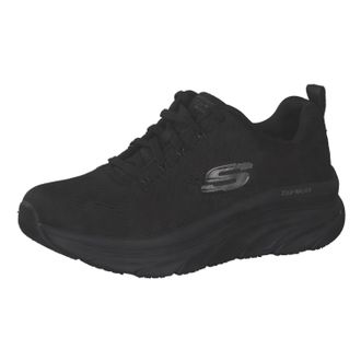 Skechers Damen Dlux Walker Fresh Finesse Sneaker, Schwarzes Netzgewebe, schwarzer Besatz, 35 EU